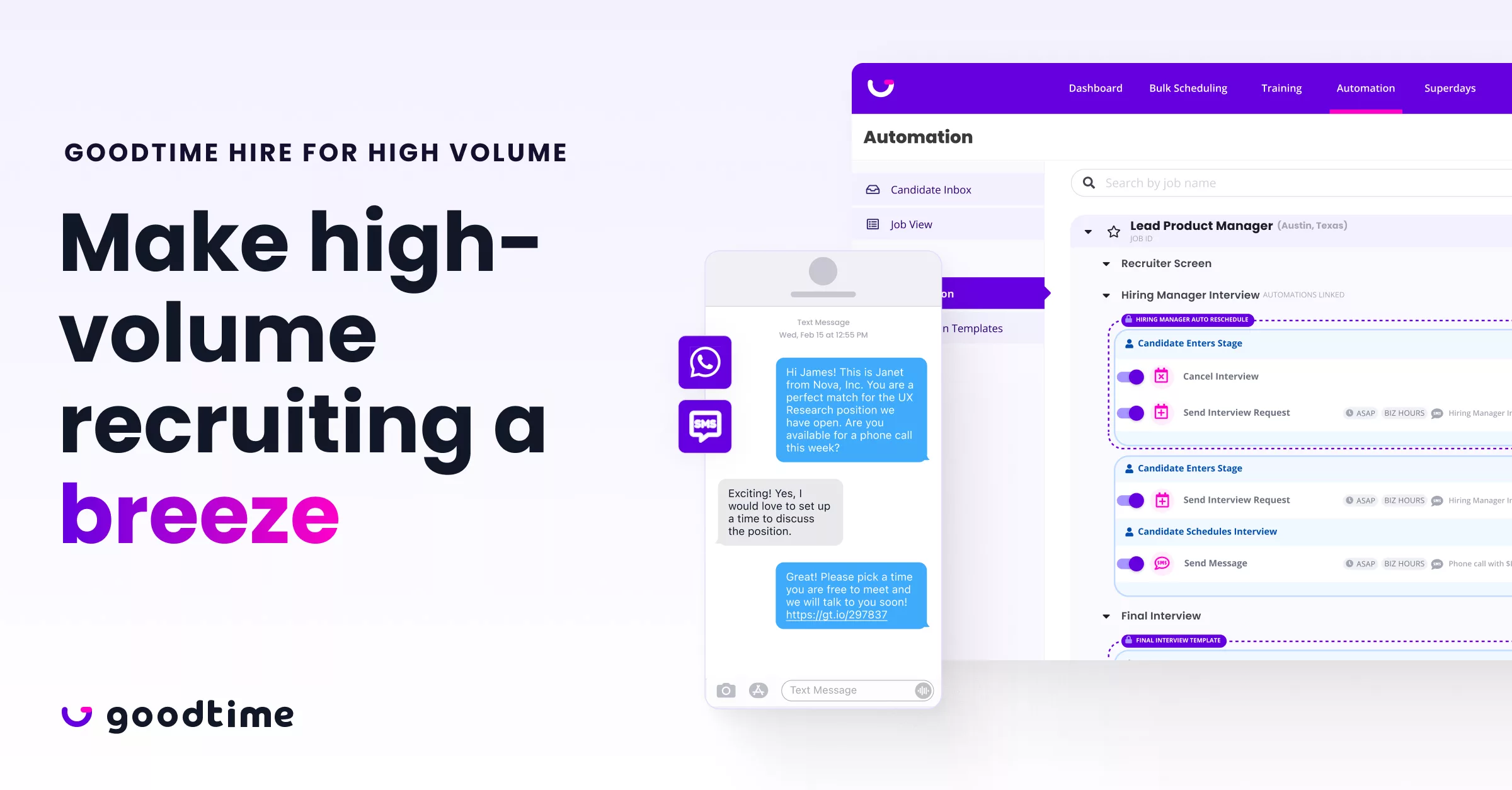 High-Volume Recruiting Software with Texting | GoodTime